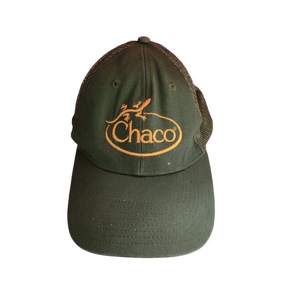 Chaco | Accessories | Chaco Trucker Hat Logo Green Outdoor Adventure Hiking Lizard Mesh Snap ...
